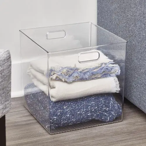 IDESIGN Large Linus Plastic Storage Bin With Handles