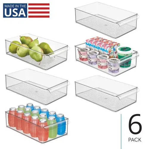 IDESIGN Large Stackable Fridge Bin With Handleset Of 6