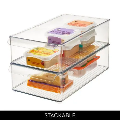 IDESIGN Large Stackable Fridge Bin With Handleset Of 6