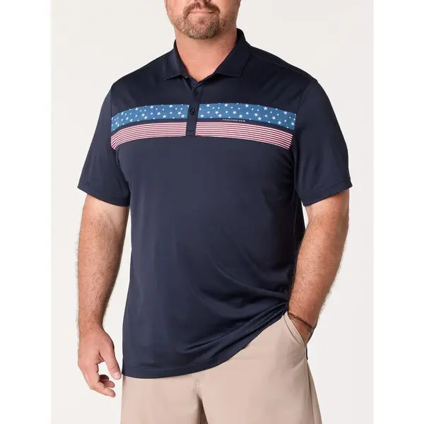 TRAVISMATHEW FIT BY DXL Big & Tall Good Good Flag Polo Shirt - Total Eclipse