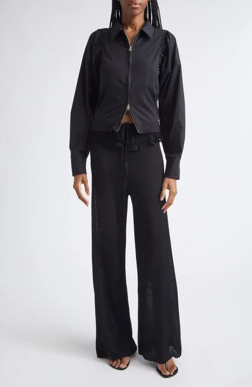 EMILY DAWN LONG Canopy Zip-up Cotton Poplin & Jersey Shirt Jacket
