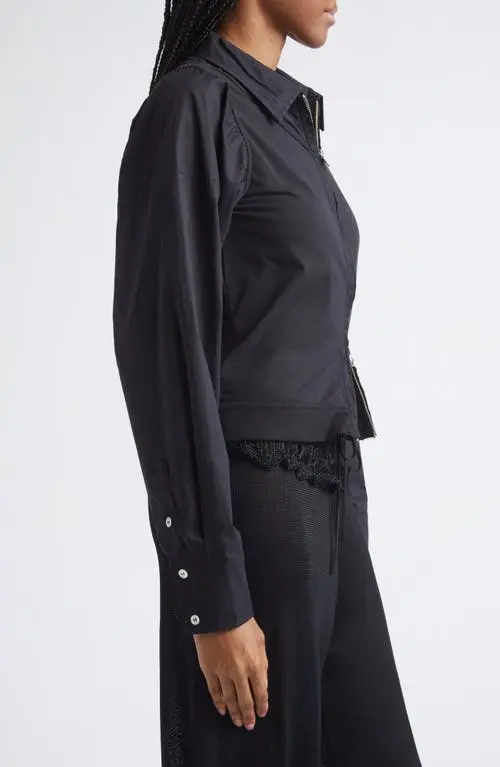 EMILY DAWN LONG Canopy Zip-up Cotton Poplin & Jersey Shirt Jacket