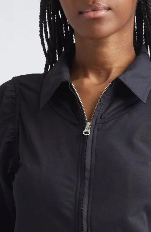 EMILY DAWN LONG Canopy Zip-up Cotton Poplin & Jersey Shirt Jacket
