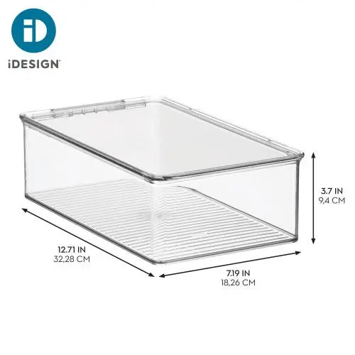 IDESIGN Stackable Plastic Shoe Box With Hinged-lid For Sneakers, Sandals, And Flats
