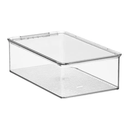 IDESIGN Stackable Plastic Shoe Box With Hinged-lid For Sneakers, Sandals, And Flats - Clear