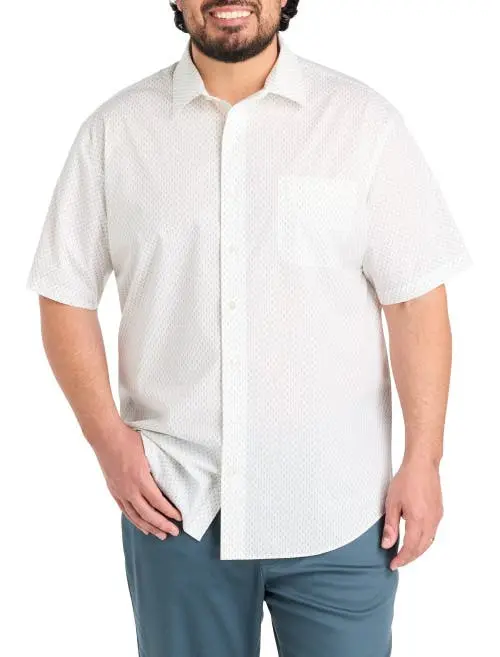 OAK HILL BY DXL Big & Tall Tech Hole In One Sport Shirt - White