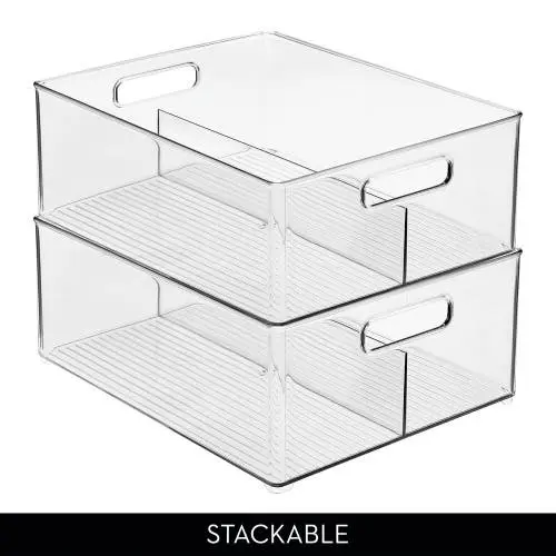 IDESIGN Divided Pantry Bin With Handles For Pantry, Refrigerator
