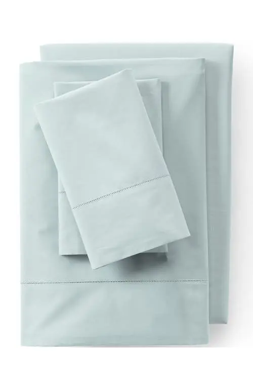 LANDS' END 300 Thread Count Cotton Percale Bed Sheet Set - Beaux Blue