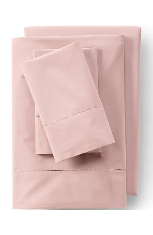 LANDS' END 300 Thread Count Cotton Percale Bed Sheet Set - Peach Frost