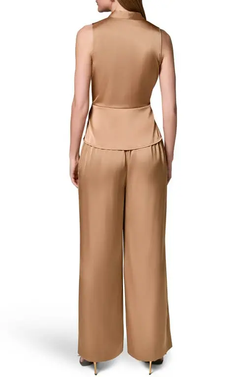 Donna Karan New York Sleeveless Faux Wrap Satin Top - Fawn