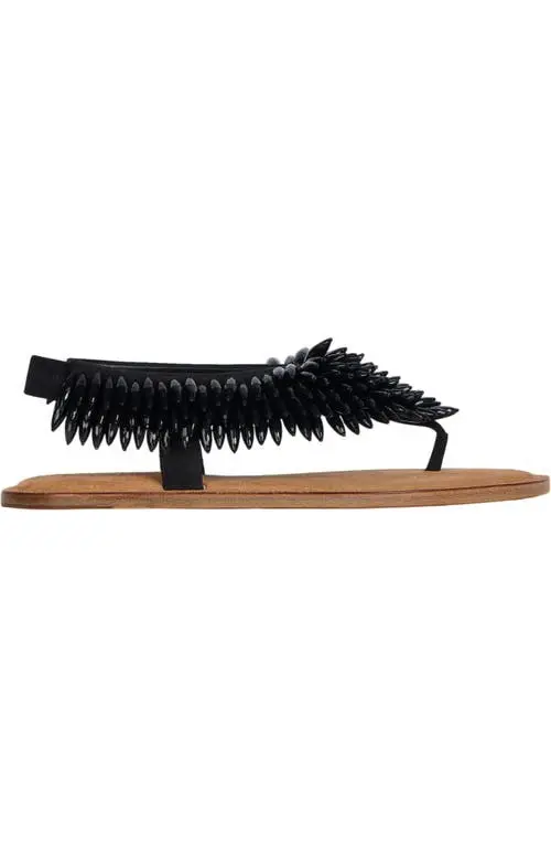 Balmain Suede And Bead Embellished Flat Sandals