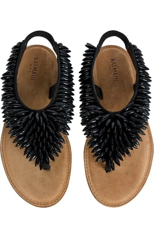 Balmain Suede And Bead Embellished Flat Sandals
