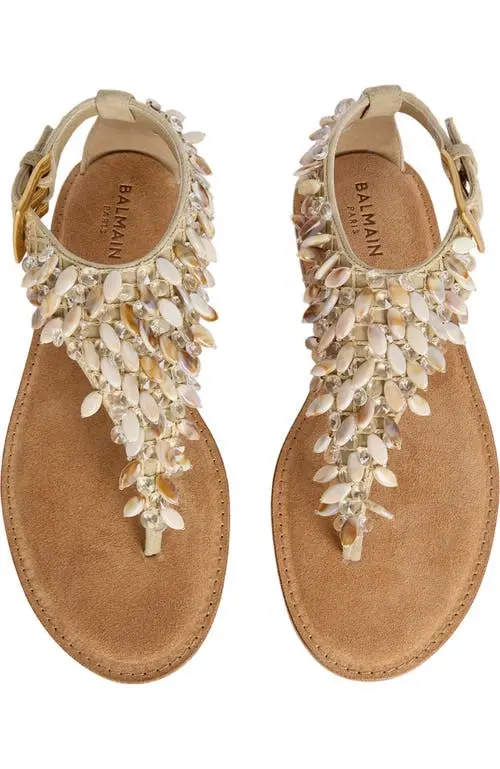 Balmain Flat Sandals In Suede
