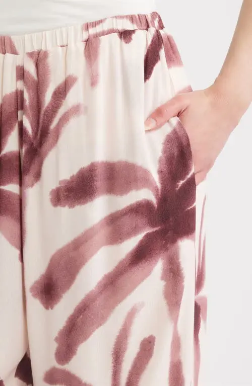 A.REN Isle Palm Tree Print Wide Leg Pants