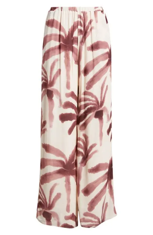 A.REN Isle Palm Tree Print Wide Leg Pants
