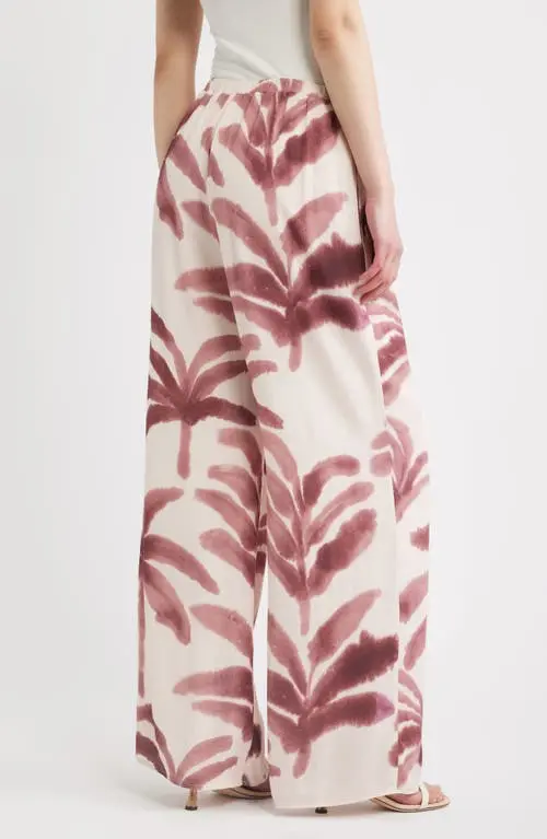 A.REN Isle Palm Tree Print Wide Leg Pants