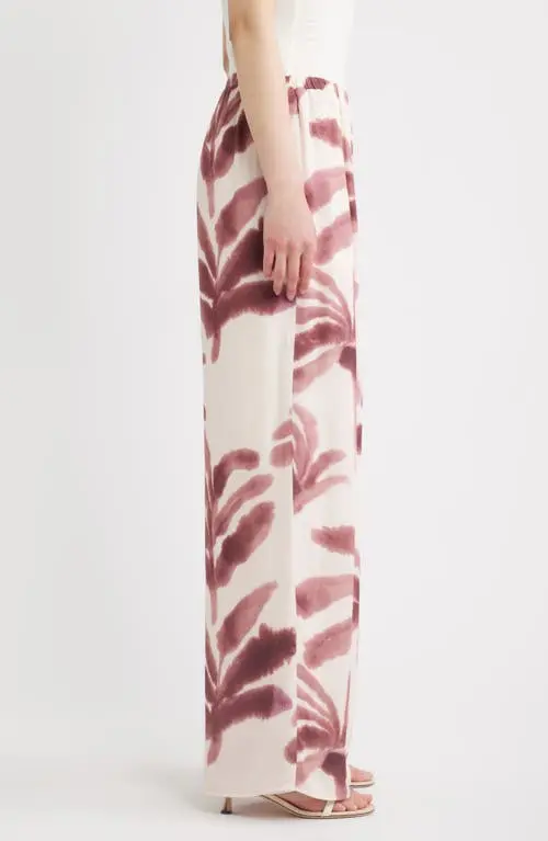 A.REN Isle Palm Tree Print Wide Leg Pants