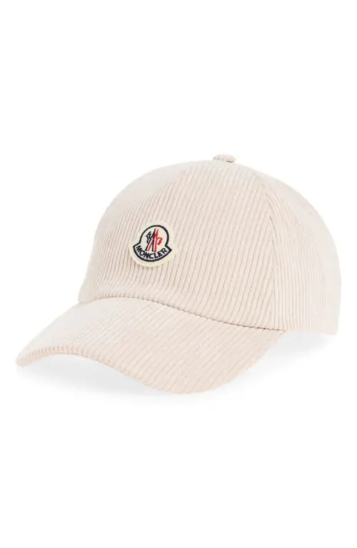 Moncler Corduroy Baseball Cap With Logo Patch - Beige