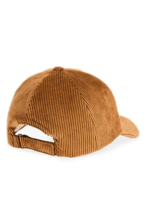 Moncler Corduroy Baseball Cap With Logo Patch - Brown