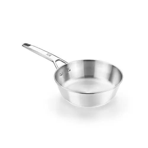 BRA COOKWARE Signature Stainless Steel Professional Deep High Side Frypan - Silver