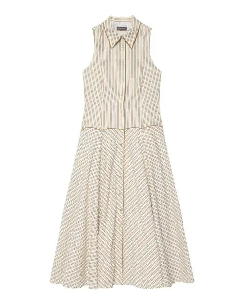 Mint Velvet Striped Collared Button-up Shirt Dress