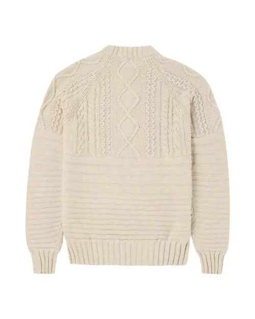 AMUNDSEN Old Salt Cable-knit Crew Sweater - Natural