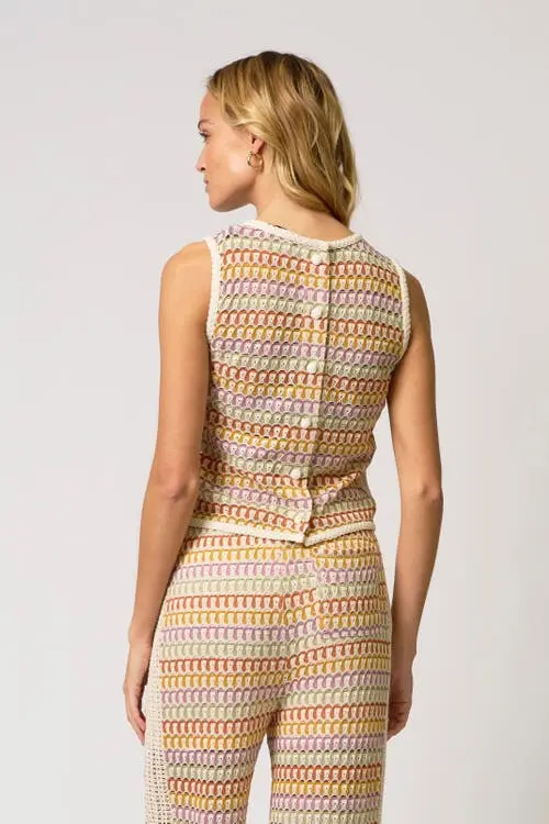 Central Park West Sleeveless Crochet Knit Top