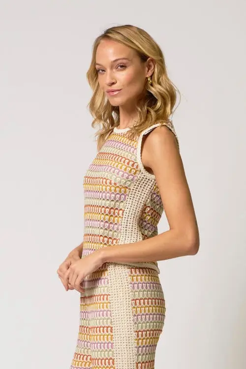 Central Park West Sleeveless Crochet Knit Top