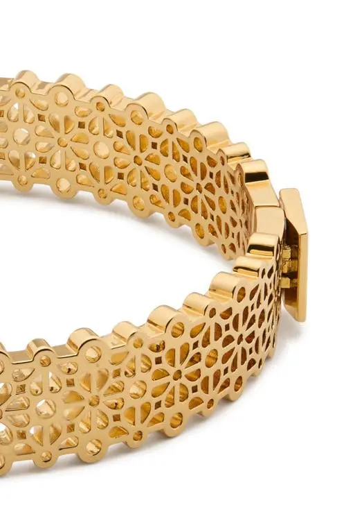 Kate Spade New York Thin Bangle With Floral Motif - Gold