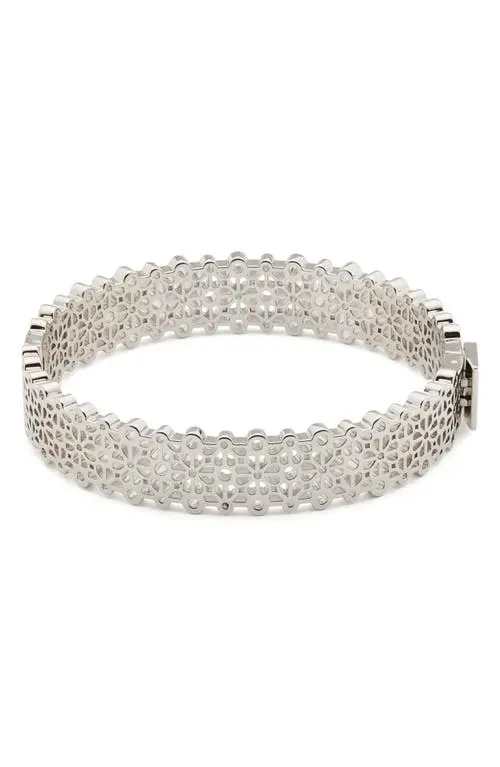 Kate Spade New York Thin Bangle With Floral Motif - Silver