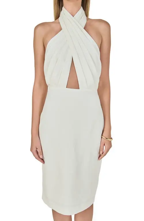 Endless Rose Draped Halter Midi Dress With Keyhole Detail And Open Back