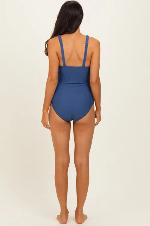 PINKBLUSH Keyhole Ruched One Piece Maternity Swimsuit