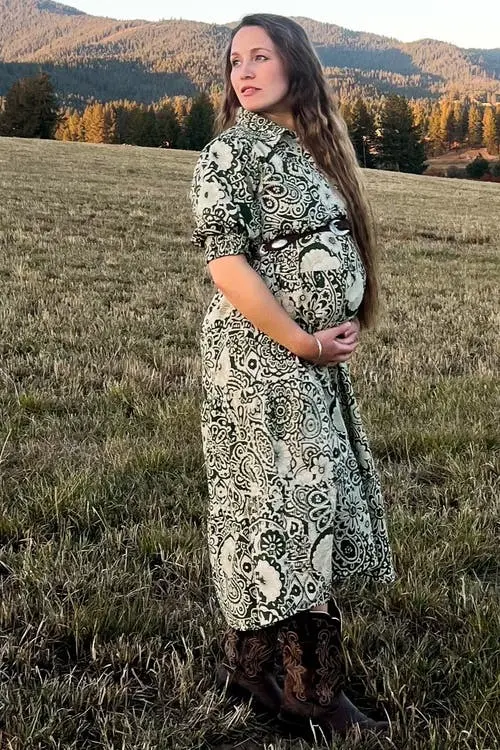 PINKBLUSH Floral Collared Tiered Maternity Midi Dress