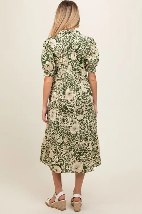PINKBLUSH Floral Collared Tiered Maternity Midi Dress