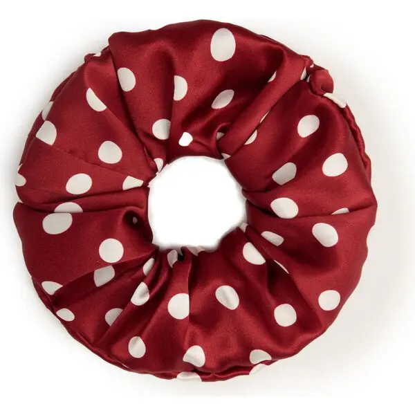 OLAH Polka Dot Silk Scrunchie - Red