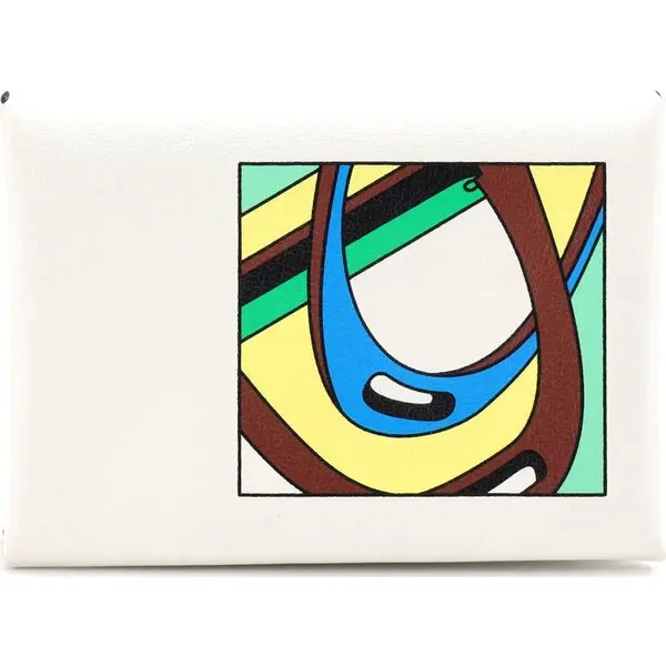 Hermès Calvi Duo Card Holder Printed Leather - Blanc