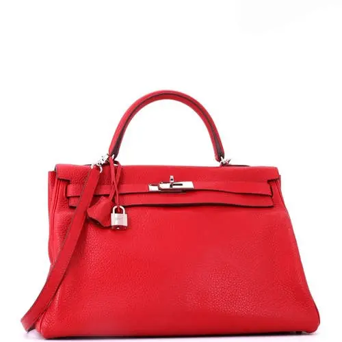 Hermès Kelly Handbag Clemence With Palladium Hardware 35