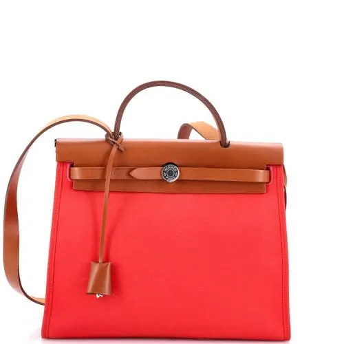 Hermès Herbag Zip Leather And Toile 31 - Red