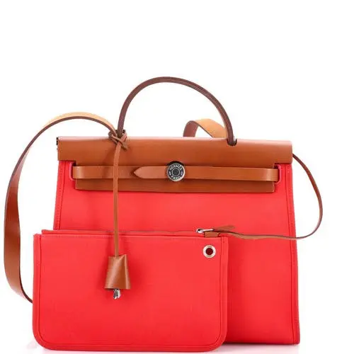 Hermès Herbag Zip Leather And Toile 31 - Red