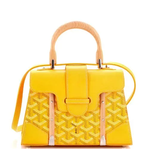 Goyard Structured Saigon Top Handle Bag Coated Canvas With Leather Mini - Yellow