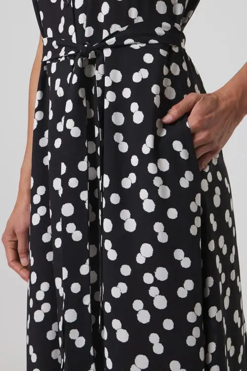 FRANNE GOLDE Polka Dot Print Belted Shirt Dress
