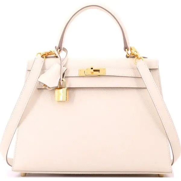Hermès Kelly Handbag Light Epsom With Gold Hardware 25 - Craie
