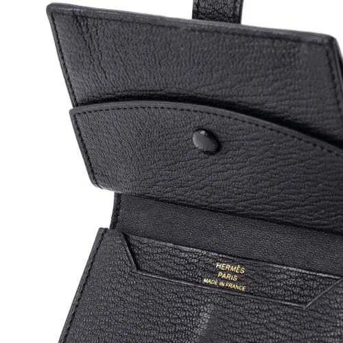 Hermès Bearn Card Case Chevre Mysore - Black