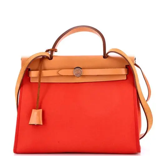 Hermès Herbag Zip Leather And Toile 31 - Red