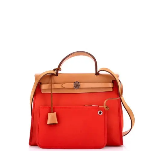 Hermès Herbag Zip Leather And Toile 31 - Red