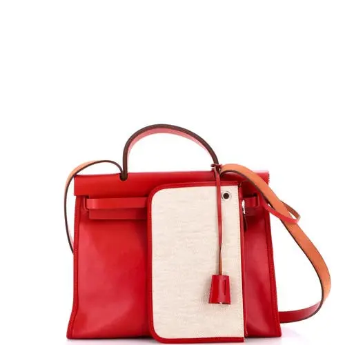 Hermès Herbag Zip Berline Vache Canvas And Leather 31 - Red