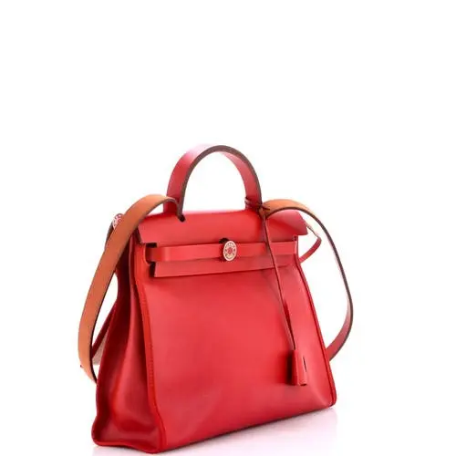 Hermès Herbag Zip Berline Vache Canvas And Leather 31 - Red