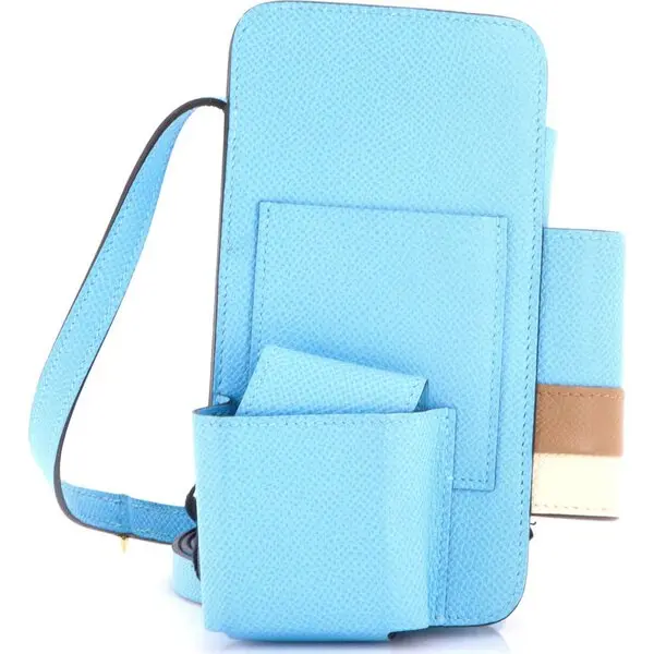 Hermès Hermesway Phone Case Crossbody Bag Epsom - Celeste