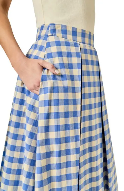 English Factory Checked Cotton Maxi Skirt
