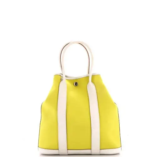 Hermès Garden File Tote Toile And Leather 28 - Yellow